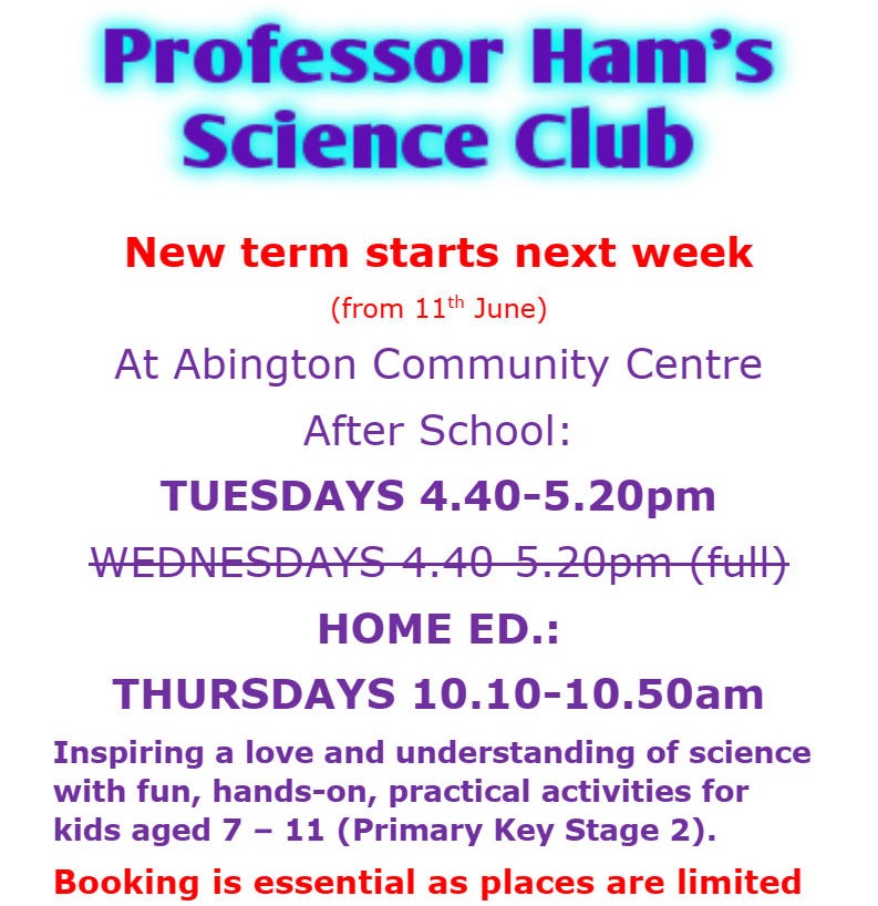 Professor Ham's Science Club – Inspiring kids aged 7 to 11 to develop a ...
